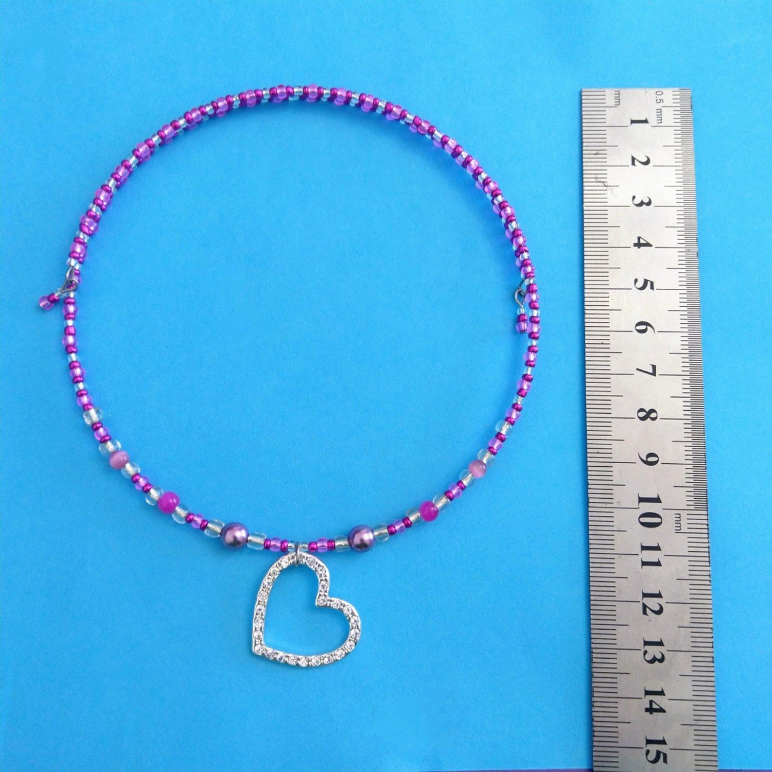 Pink Heart Necklace Silver Love Heart Pendant Choker With - Etsy UK