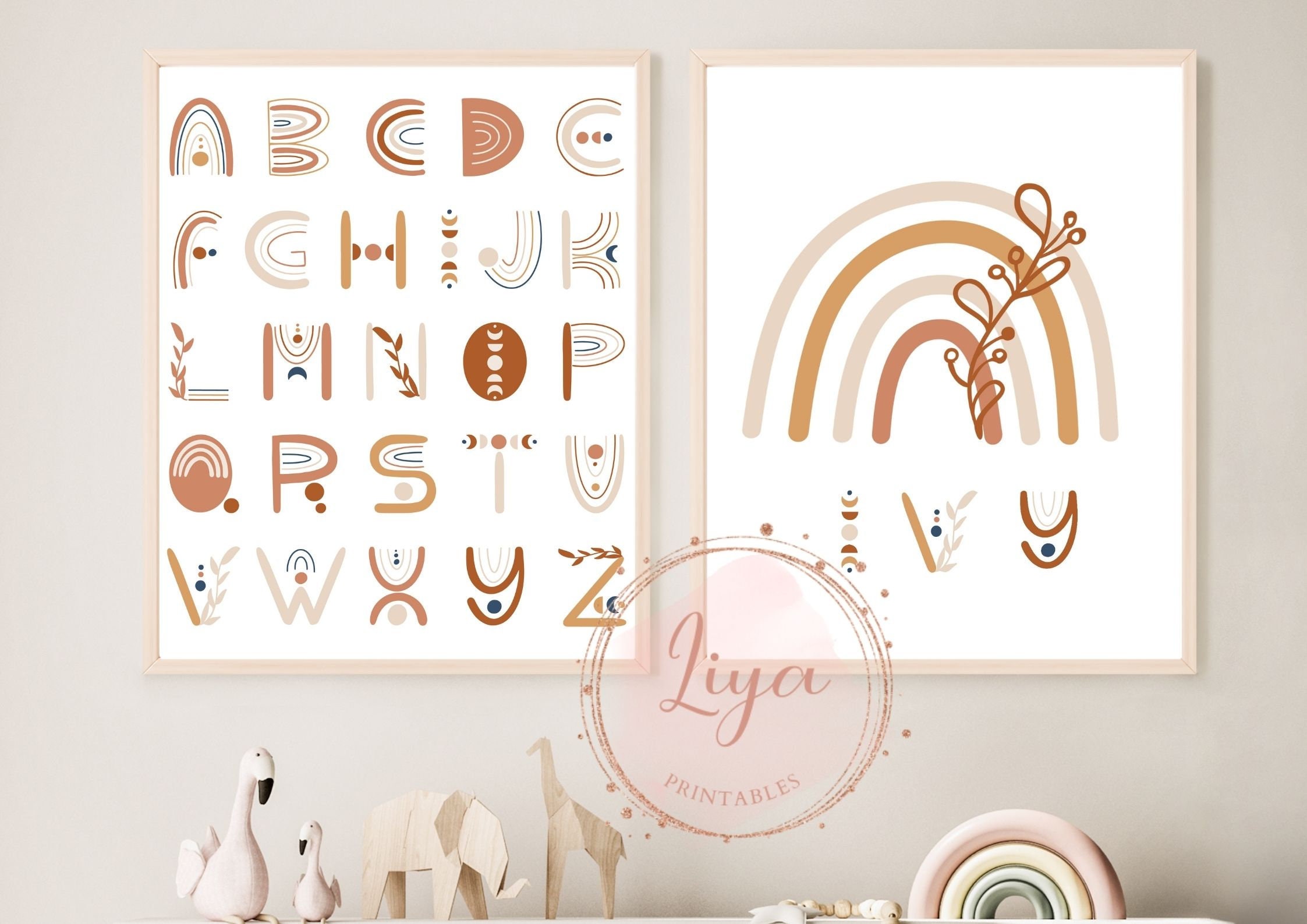 Boho Alphabet Printsboho Nursery Prints Boho Rainbows Boho - Etsy