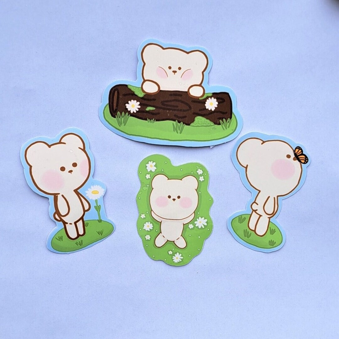 Bear Vinyl Stickers Spring Stickers Laptop Stickers Cute - Etsy