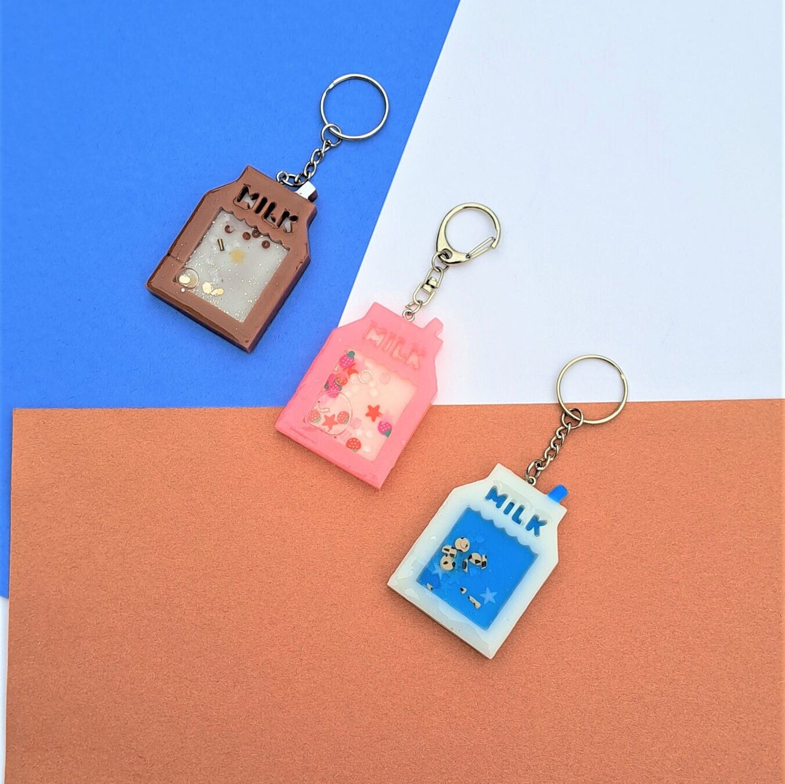 Strawberry Milk Keychain Cookies and Milk Keychain Resin Shaker ...