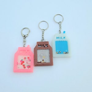 Strawberry Milk Keychain Cookies and Milk Keychain Resin Shaker ...