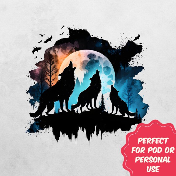 Wolf Howling at Moon - Etsy