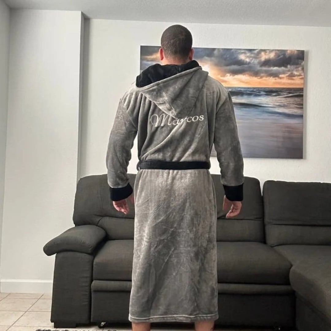 Luxurious MENS BATHROBE, Fleece Bathrobe, Embroidered Bathrobe ...