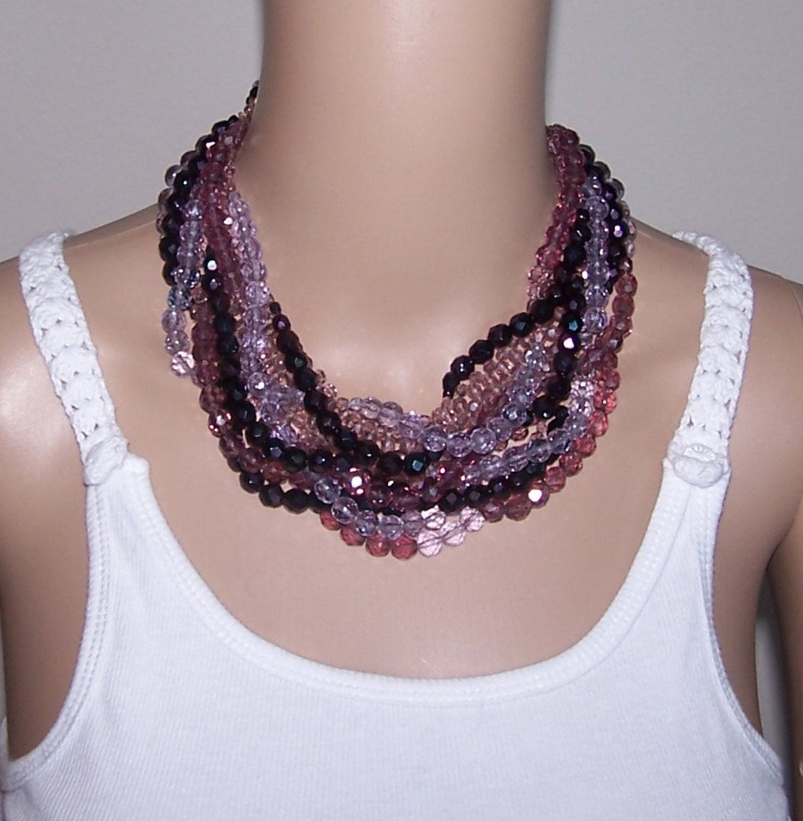 COPPOLA E TOPPO, Italy Multi-strand Shades of Purple Crystal Beads ...