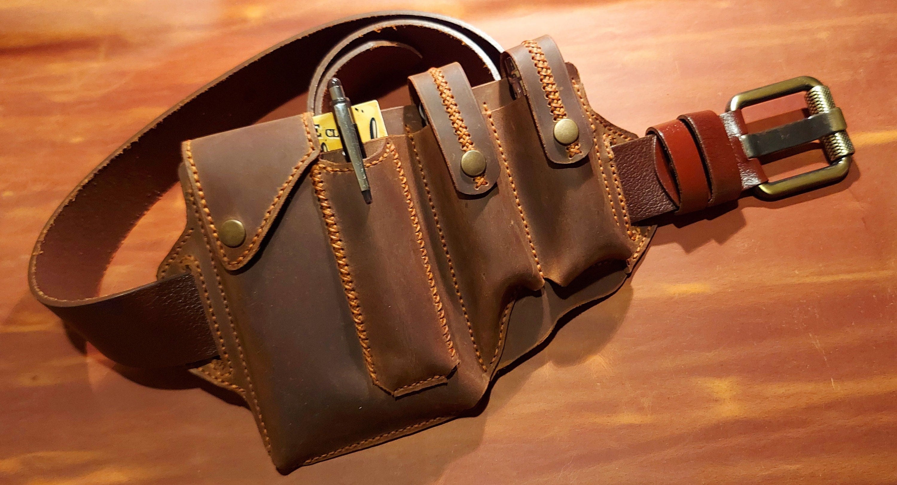 EDC Belt Organizer, Leather EDC Belt Pouch, Handmade Leather Sheath ...