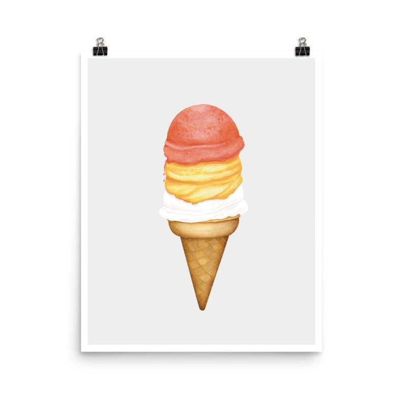 Fruity Ice Cream Cone Poster: Parcha, Piña Y Coco - Etsy
