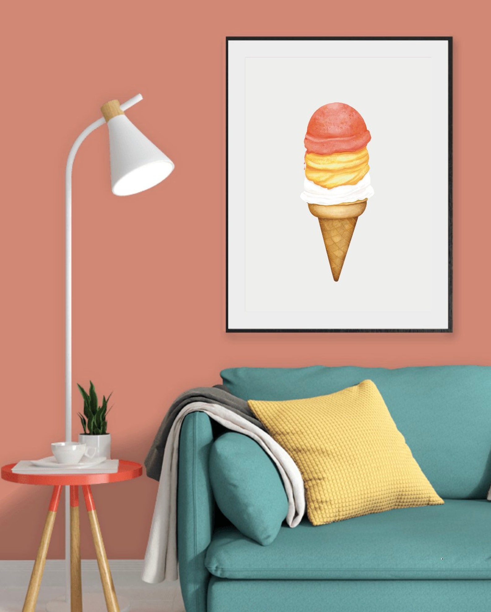 Fruity Ice Cream Cone Poster: Parcha, Piña Y Coco - Etsy