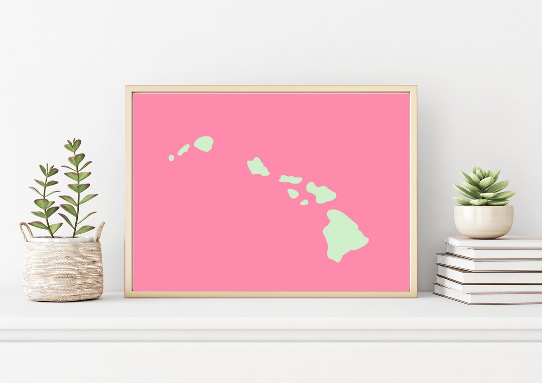 Hawaiian Islands Map Drawing Poster - Etsy