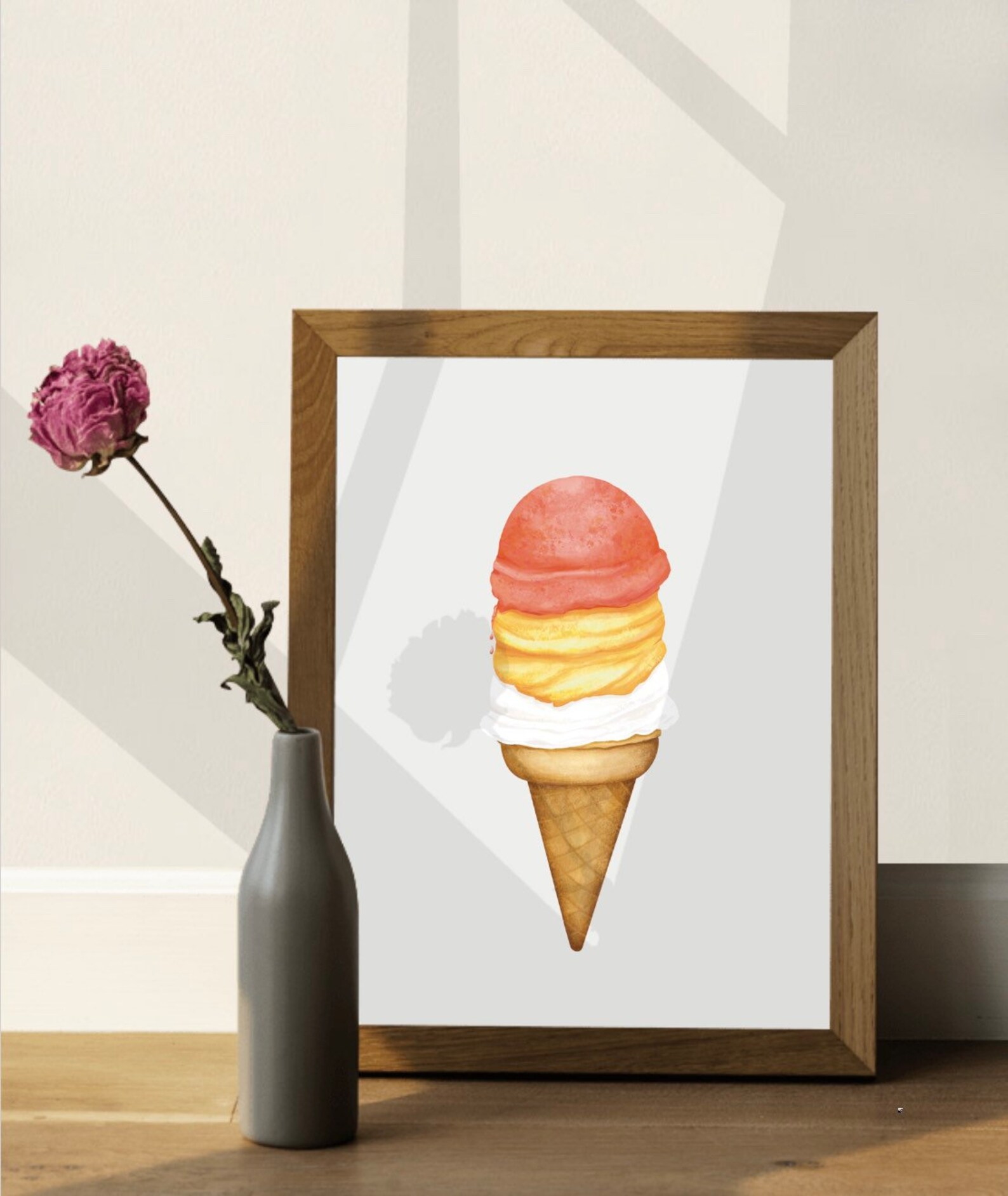 Fruity Ice Cream Cone Poster: Parcha, Piña Y Coco - Etsy