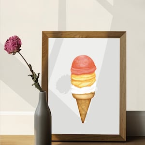Fruity Ice Cream Cone Poster: Parcha, Piña Y Coco - Etsy