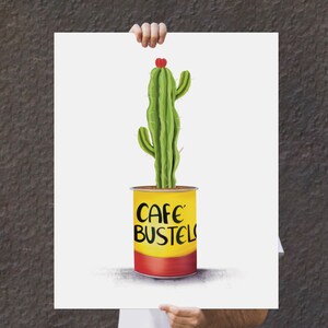 Cafe Bustelo Inspired Drawing & Cactus Poster - Etsy
