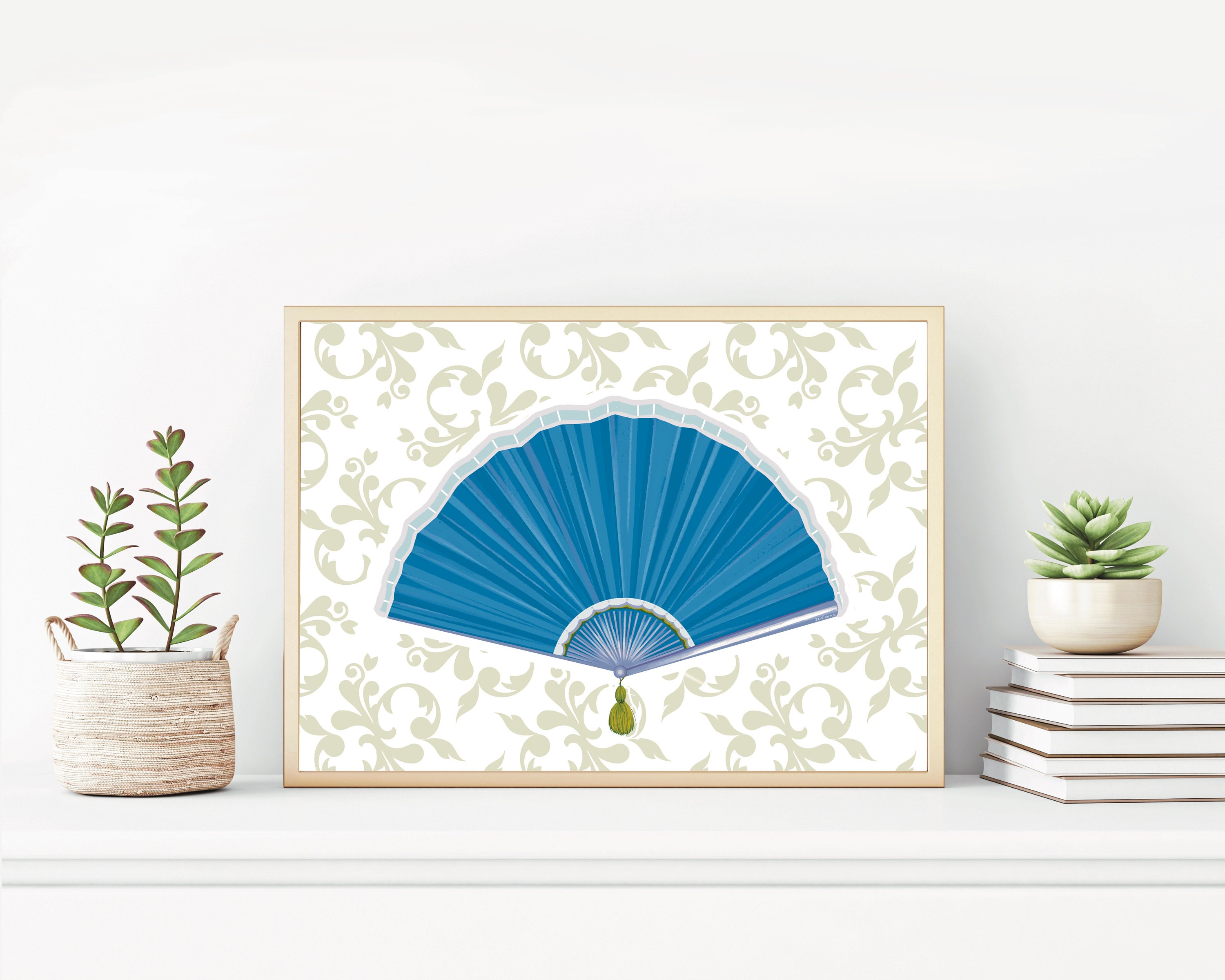Hand Fan Poster/ Blue Fan/ Flamenco - Etsy