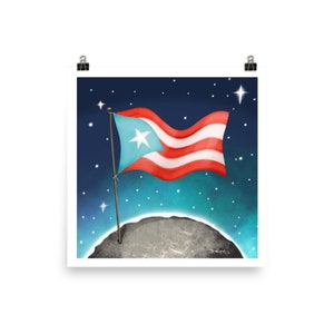 Boricua En La Luna Poster/puerto Rican Flag/gift/juan Antonio Corretjer ...