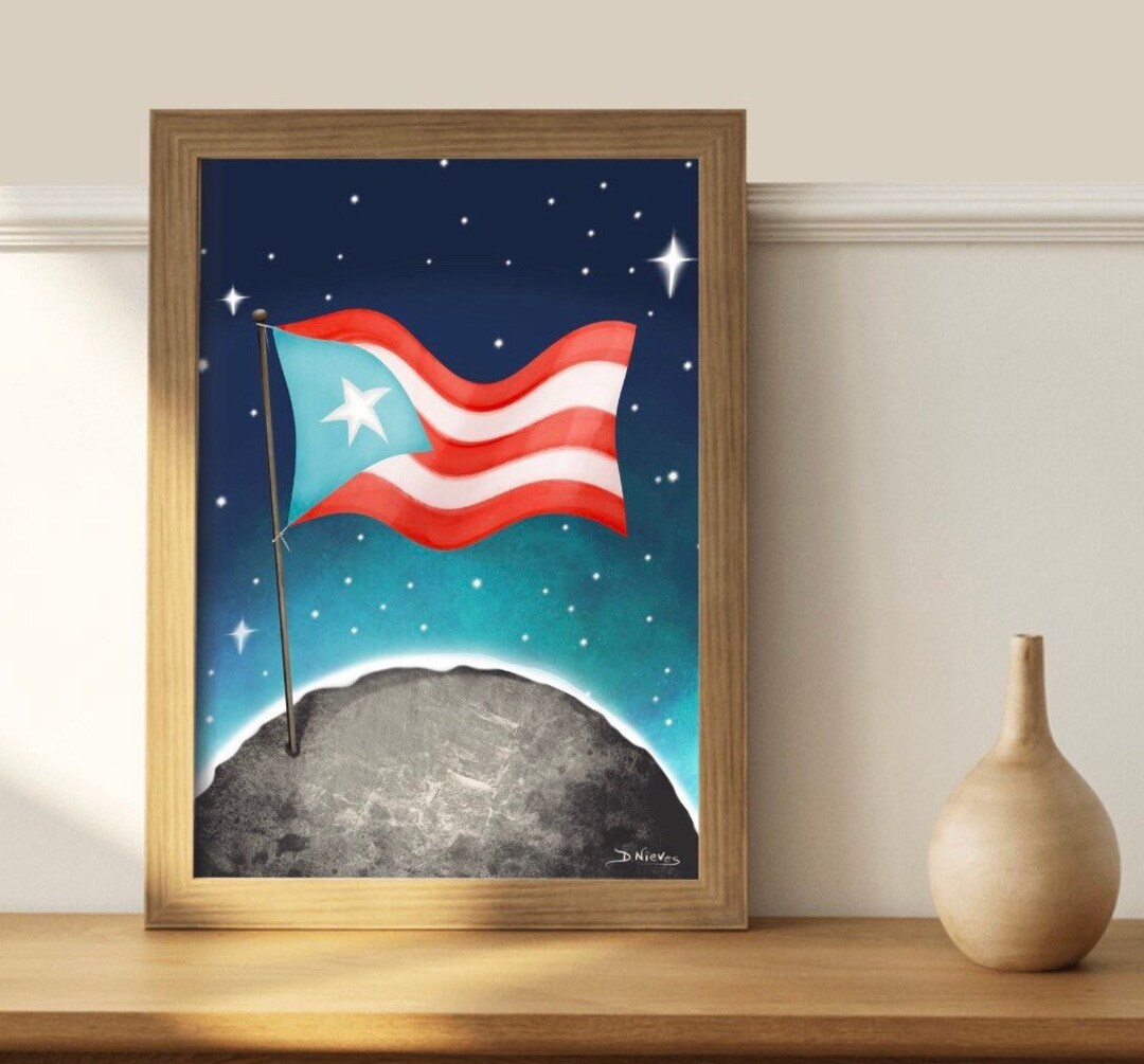 Boricua En La Luna Poster/puerto Rican Flag/gift/juan Antonio Corretjer ...