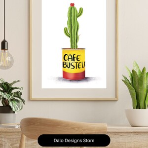 Cafe Bustelo Inspired Drawing & Cactus Poster - Etsy