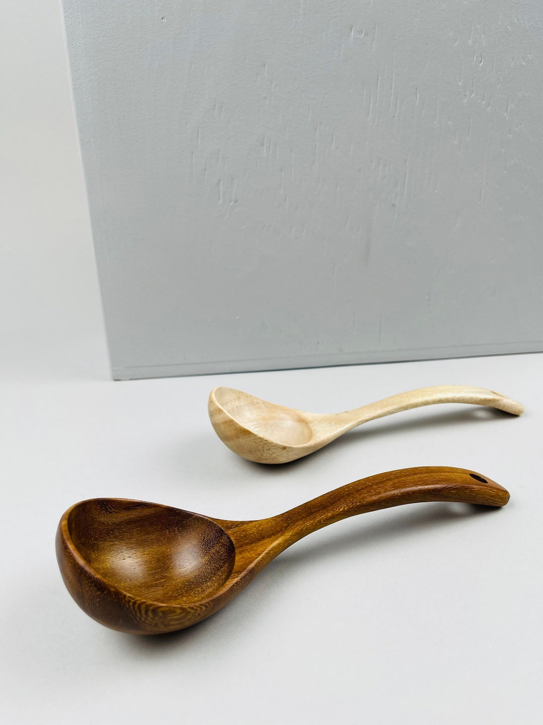 Wood Soup Ladle With Slanted Handle Large 24cmx7cm/ Wooden Cooking ...