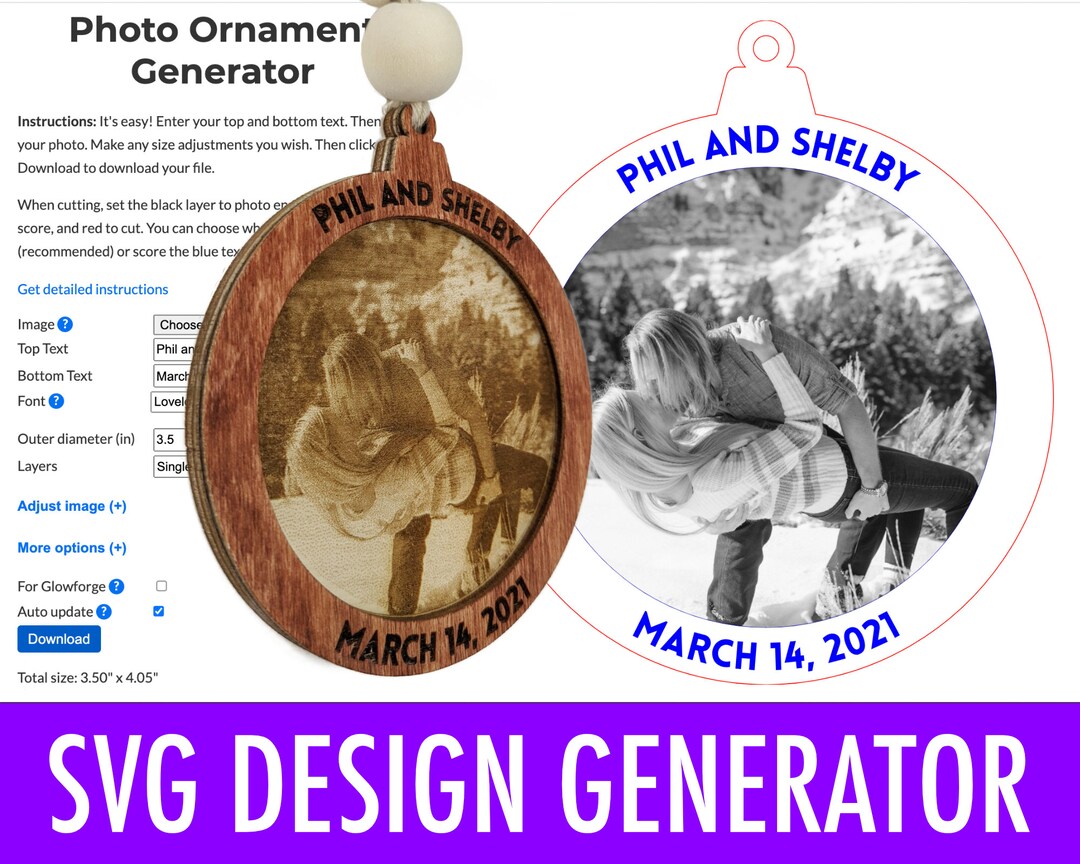 Christmas Photo Ornament Generator - Custom Laser SVG File Generator - Etsy