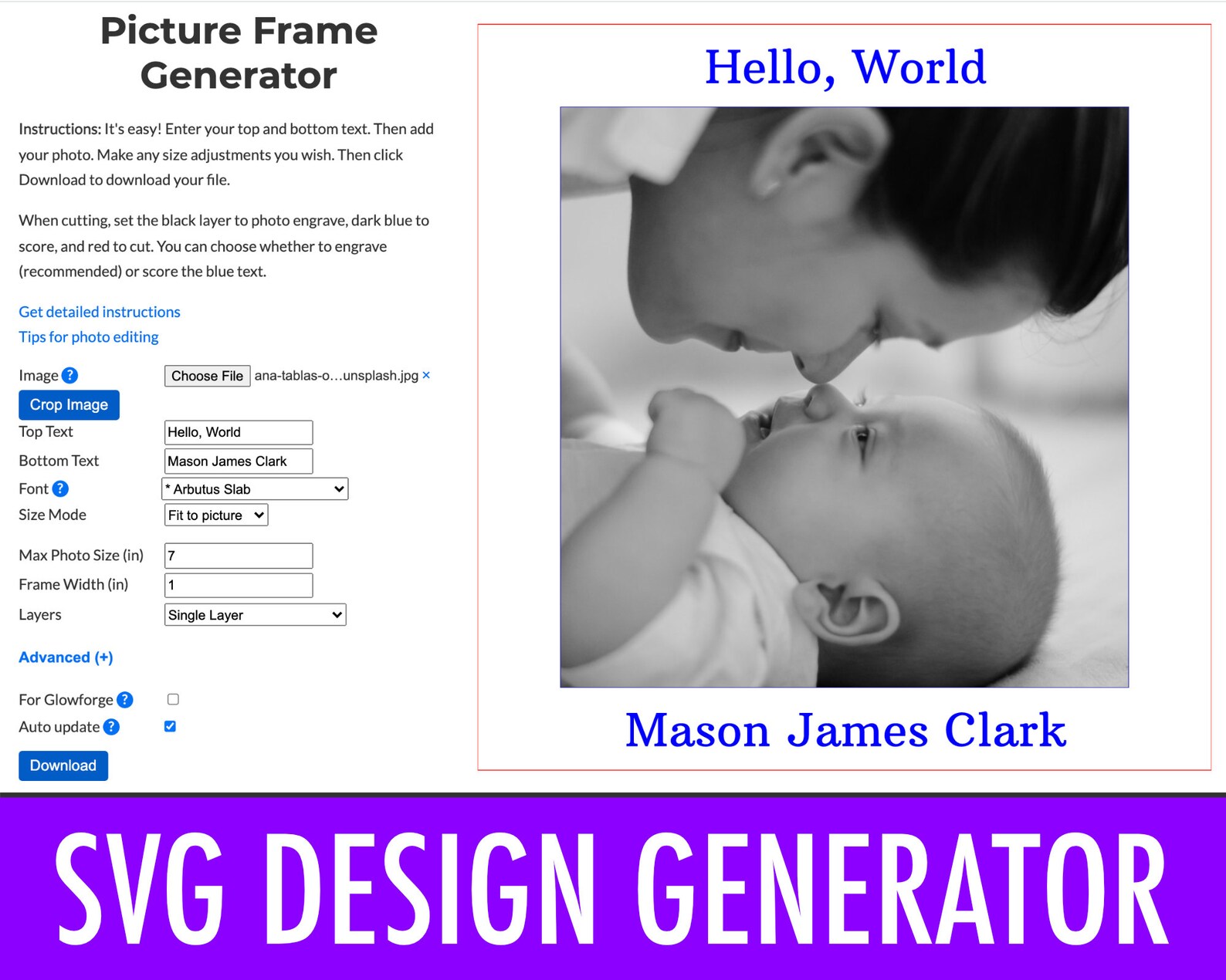 Engraved Photo and Frame Generator - Custom Laser SVG File Generator - Etsy