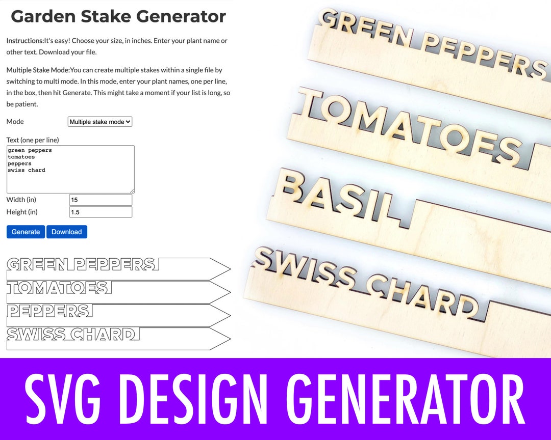 Custom Garden Stake SVG Laser File Generator - Etsy