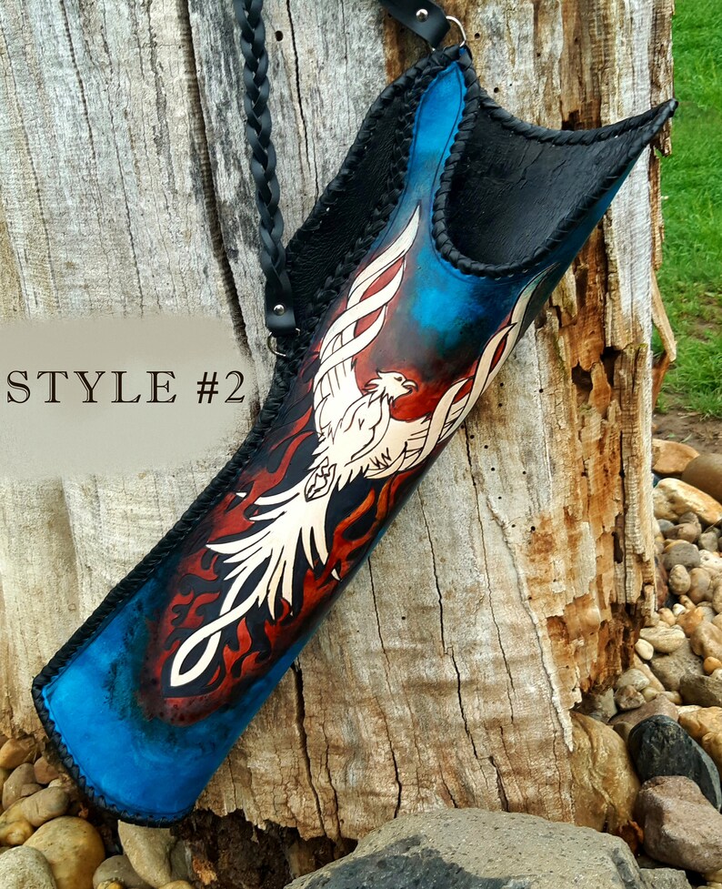 Real Leather Side Quiver With Phoenix Motif / Archer - Etsy