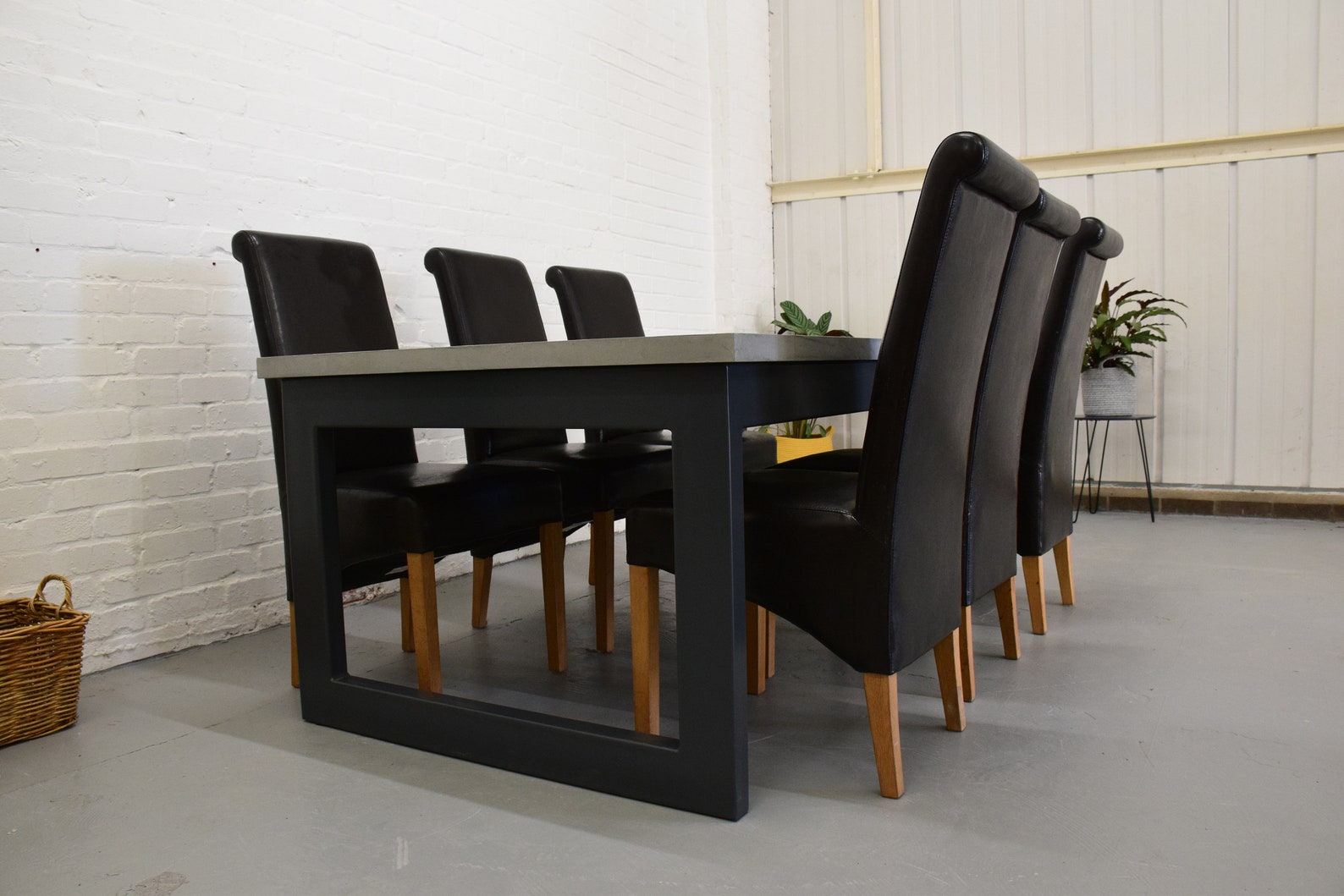 Microcement and Steel Dining Table With Concrete Table Top, Kitchen Table, 1.9M Any RAL Colour ...