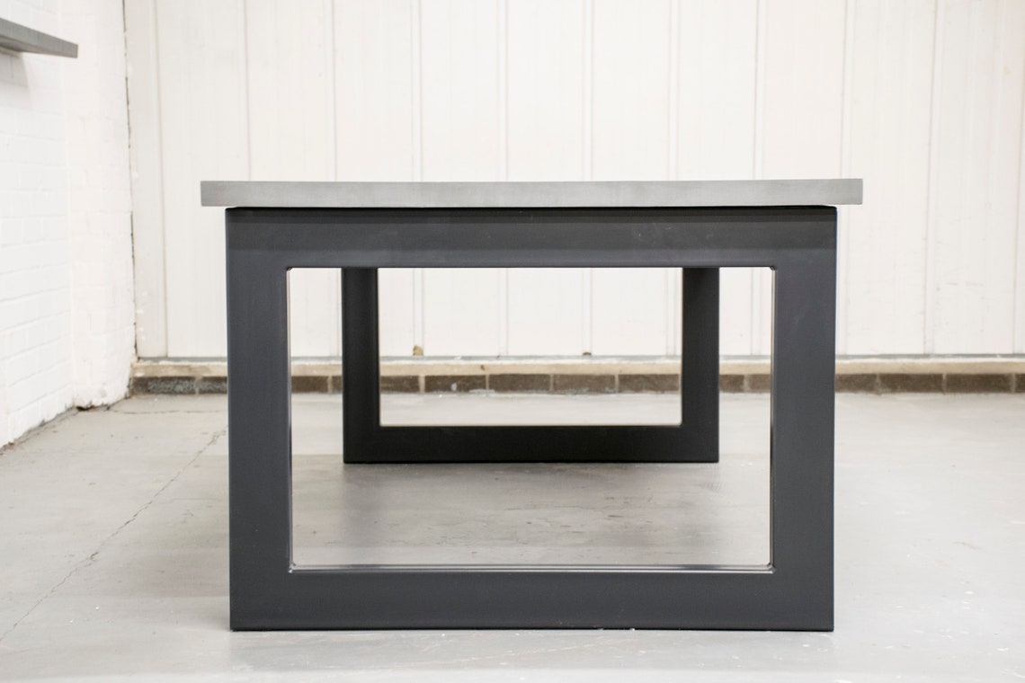 Microcement and Steel Table & Bench Set With 2M Concrete Table | Etsy