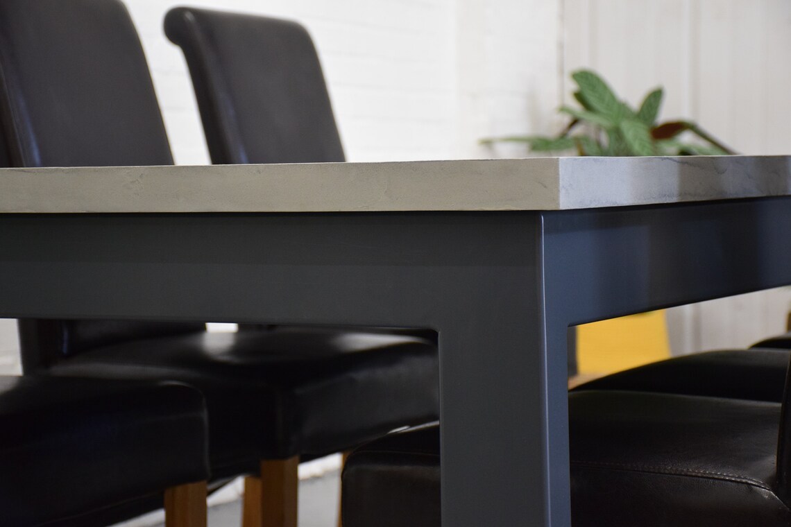Microcement and Steel Dining Table With Concrete Table Top - Etsy UK