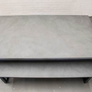 Microcement and Steel Table & Bench Set With 2M Concrete Table Top, Garden, Kitchen or Dining ...
