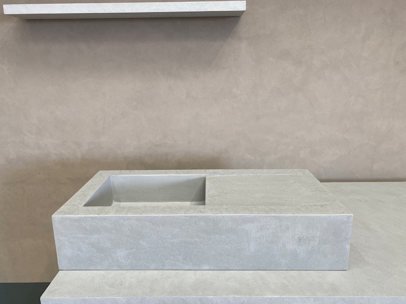 Microcement, Concrete Butler Sink, Bespoke Bathroom Basin With Drainage ...