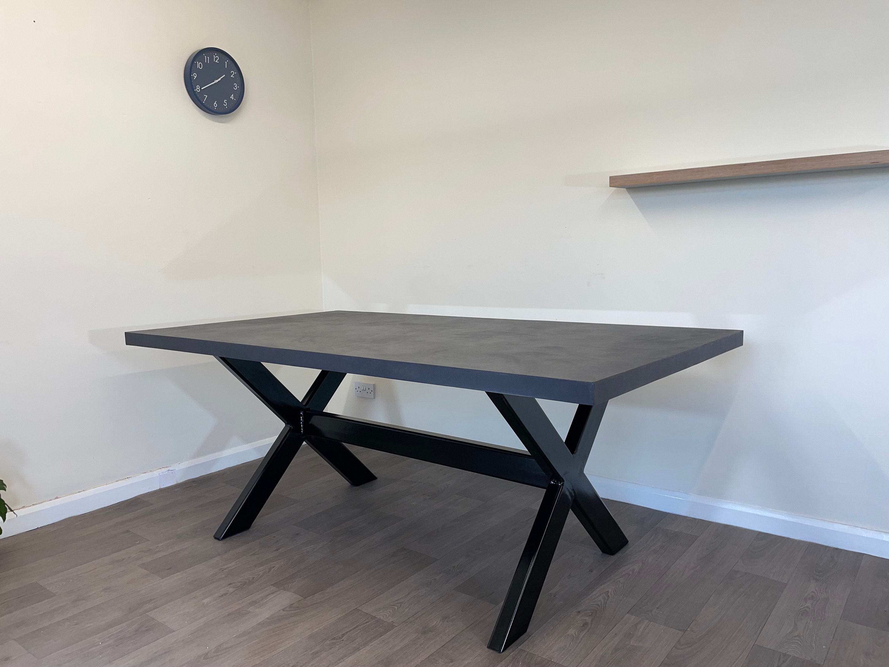 Microcement and Steel X Leg Dining Table 2M Concrete Table | Etsy UK