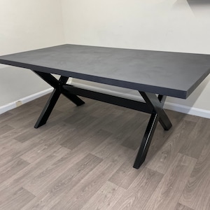 Microcement and Steel X Leg Dining Table 2M Concrete Table - Etsy UK