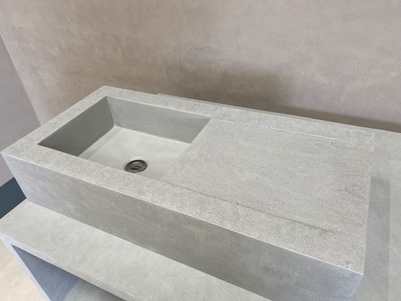 Microcement, Concrete Butler Sink, Bespoke Bathroom Basin With Drainage ...
