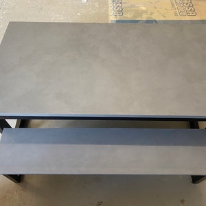 Microcement and Steel Patio Table & Bench Set With 2M Concrete Table Top, Garden Dining Set, the ...