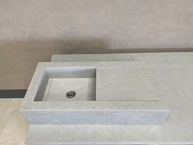 Microcement, Concrete Butler Sink, Bespoke Bathroom Basin With Drainage ...