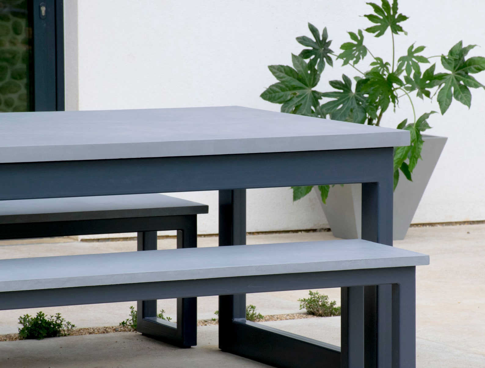 Microcement and Steel Patio Table & Bench Set With 2M Concrete - Etsy UK