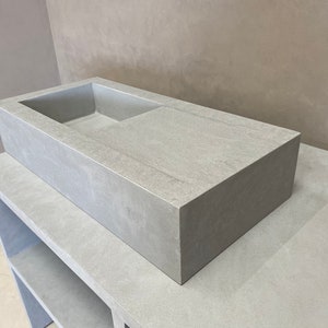 Microcement, Concrete Butler Sink, Bespoke Bathroom Basin With Drainage ...