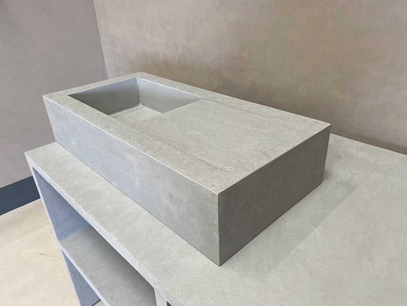 Microcement, Concrete Butler Sink, Bespoke Bathroom Basin With Drainage ...