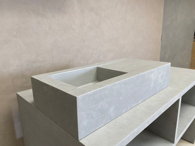 Microcement, Concrete Butler Sink, Bespoke Bathroom Basin With Drainage ...