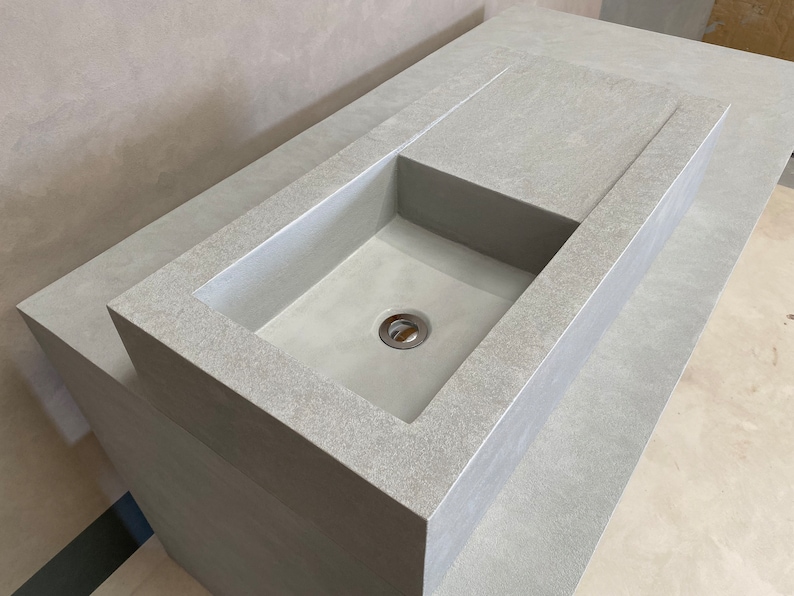 Microcement, Concrete Butler Sink, Bespoke Bathroom Basin With Drainage ...