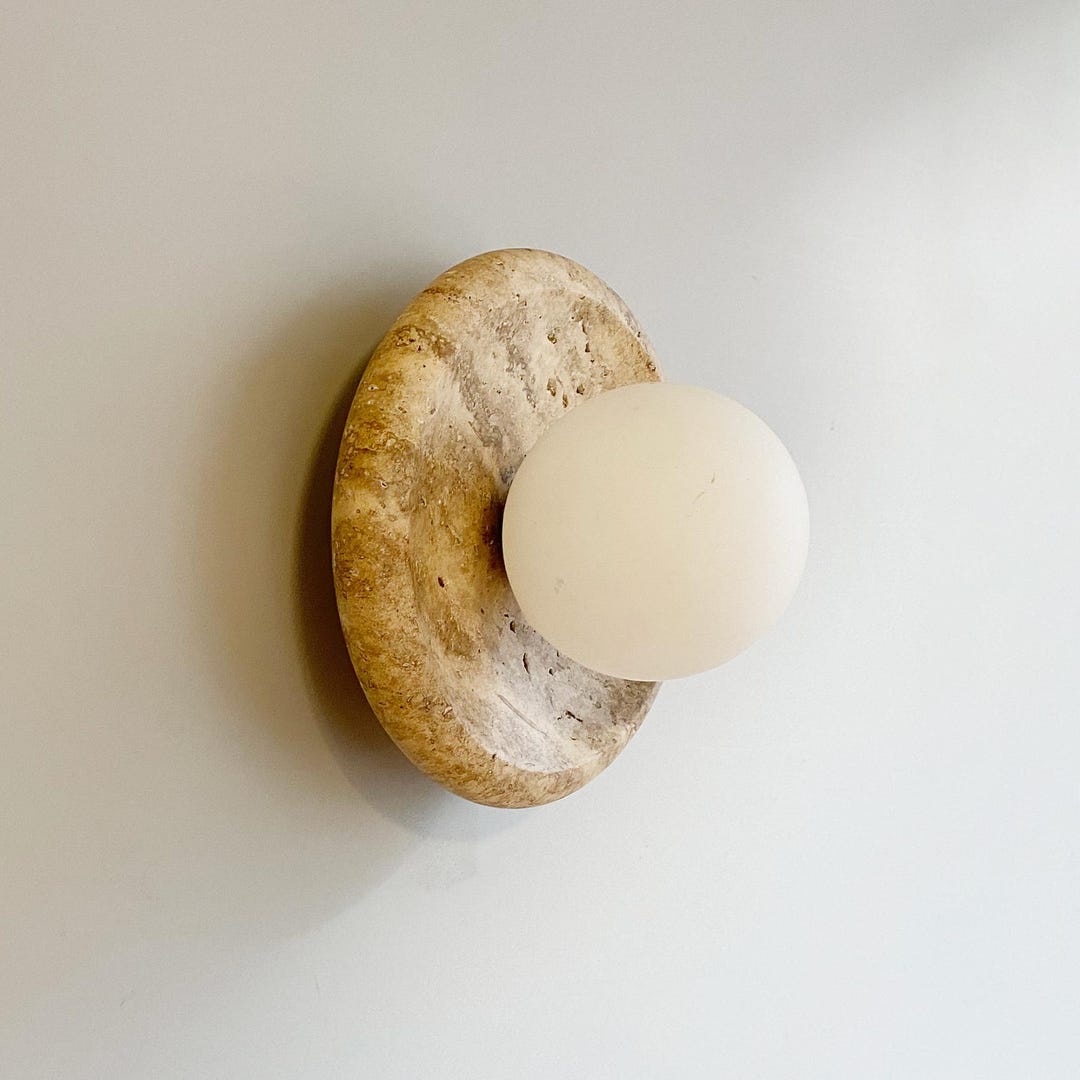 Marble Travertine Unique Wall Sconce, Midcentury Lighting, Luxury ...