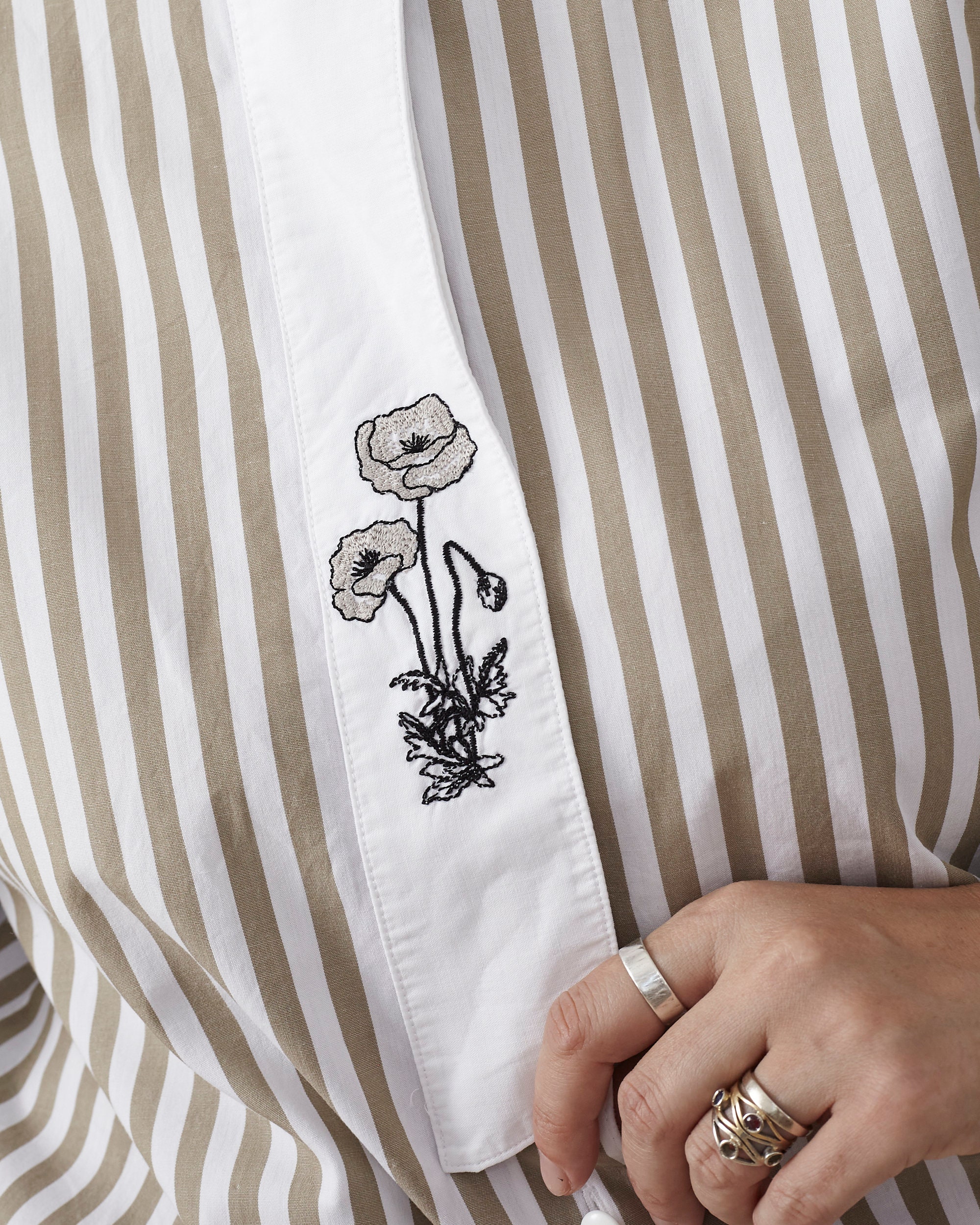 Vintage White Shirt With Stripes Pattern, Contrasting White Collar and ...