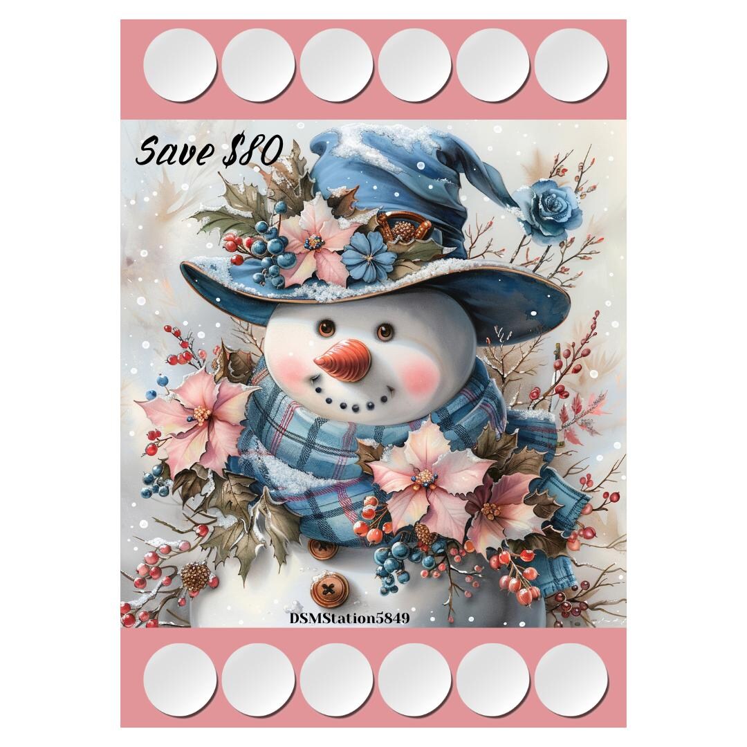Snowman Digital 5x7 80.00 DIY Scratch off Savings Challenge Winter ...
