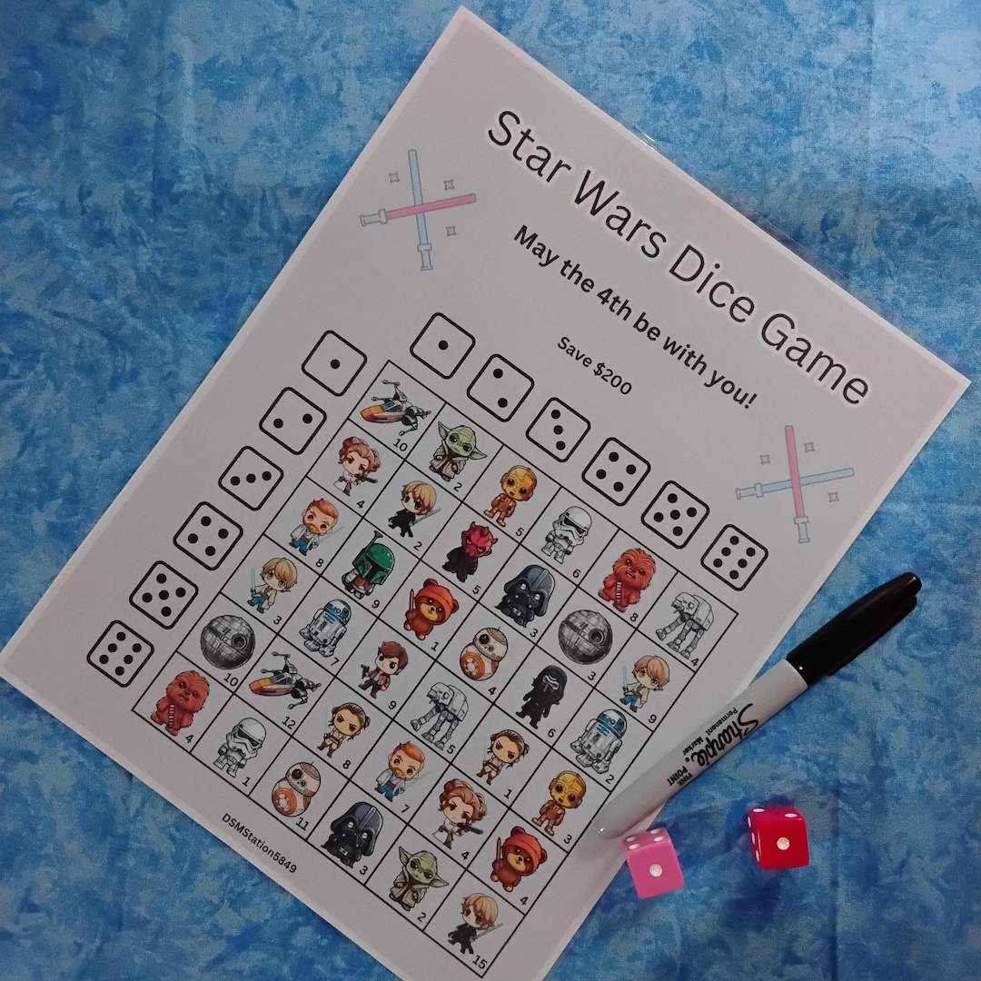 Printable Star Wars Characters Roll the Dice Savings Challenge Game - Etsy