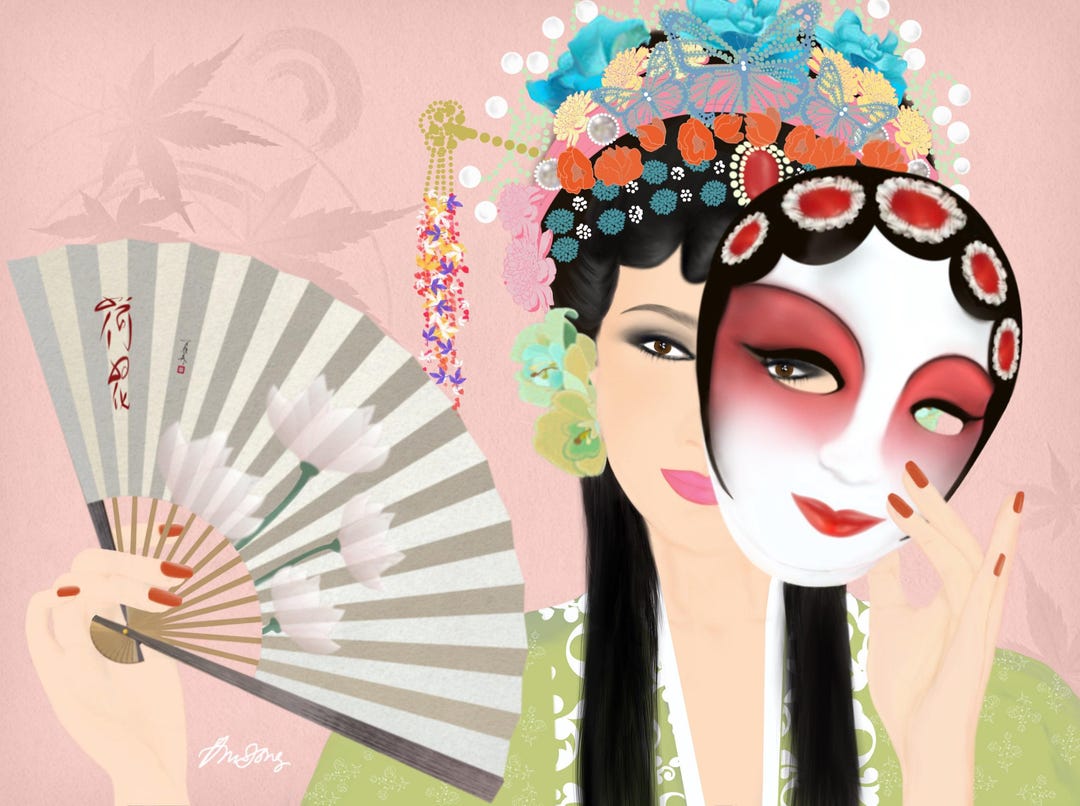 Female Portrait, Beijing Opera Performer Wall Art Print, Stretched ...