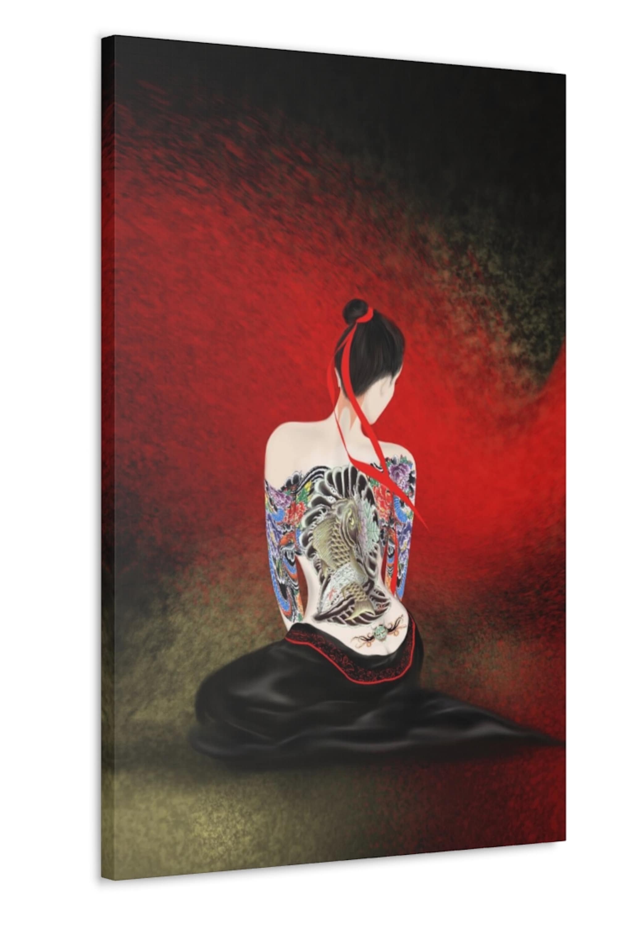 Japanese Yakuza Woman With Irezumi Tattoo, Oriental Wrapped/rolled ...