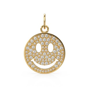 Smiling Face Smiley 18k Solid Gold Charm / 14k 18k Solid Gold Charm ...
