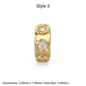 14K Solid Italian Gold Diamond Rondels, Charm Rondel, Diamonds, Bezel ...