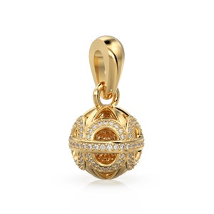 Designer Handmade Pave Diamond Round Ball Luxury 18k Solid Gold Pendant ...
