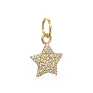 Diamond Solid Gold Pave Star Charm / 18k Gold Star Pendant / Petite ...