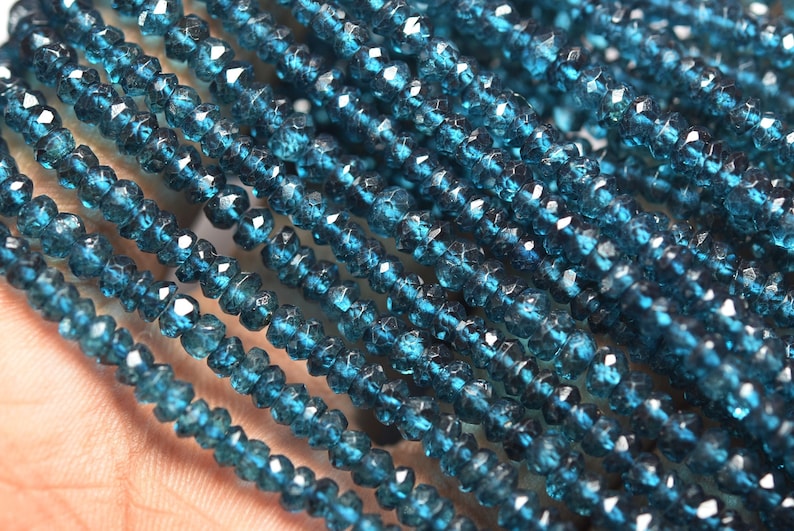 2 Strands 13 Inches Strand, Mystic London Blue Topaz Faceted Rondelles ...